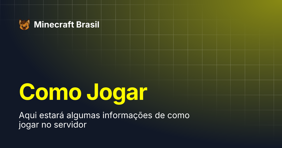Como Jogar | Minecraft Brasil